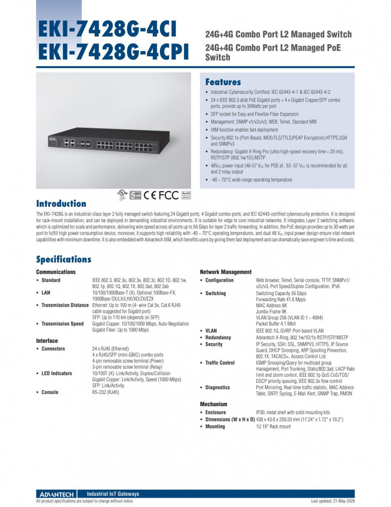 EKI-7428G-4CI product documentation page 1