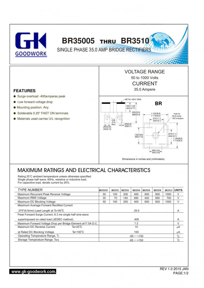 GOODWORK BR3510 datasheet page 1