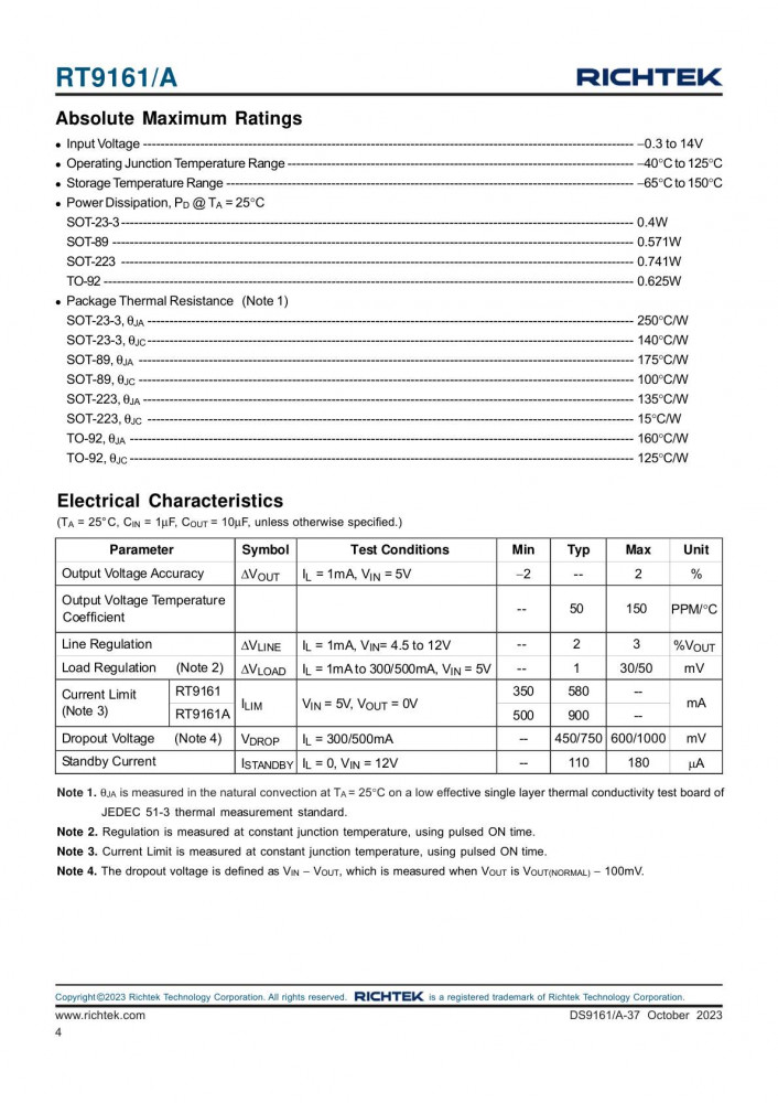 RT9161A datasheet page 4