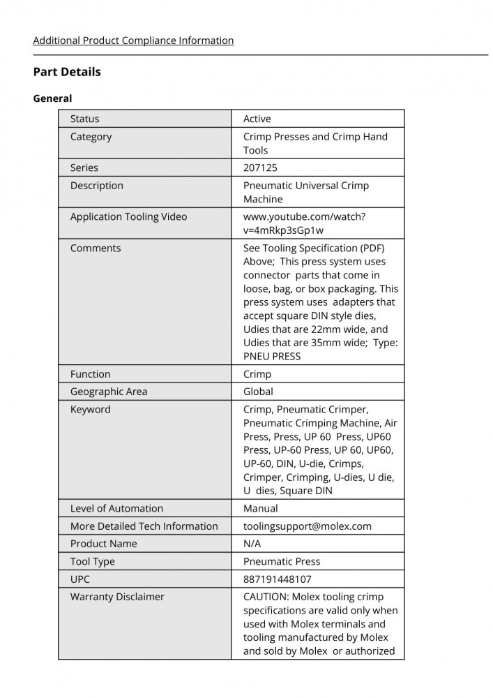 Tooling specification preview, page 2
