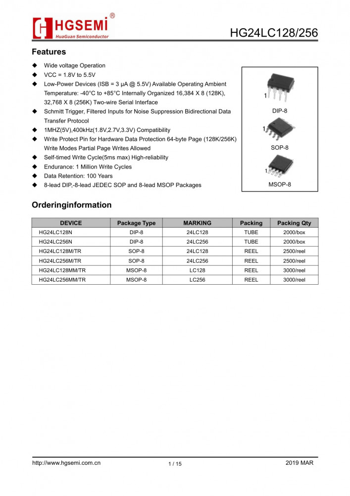 HG24LC256N datasheet page 1