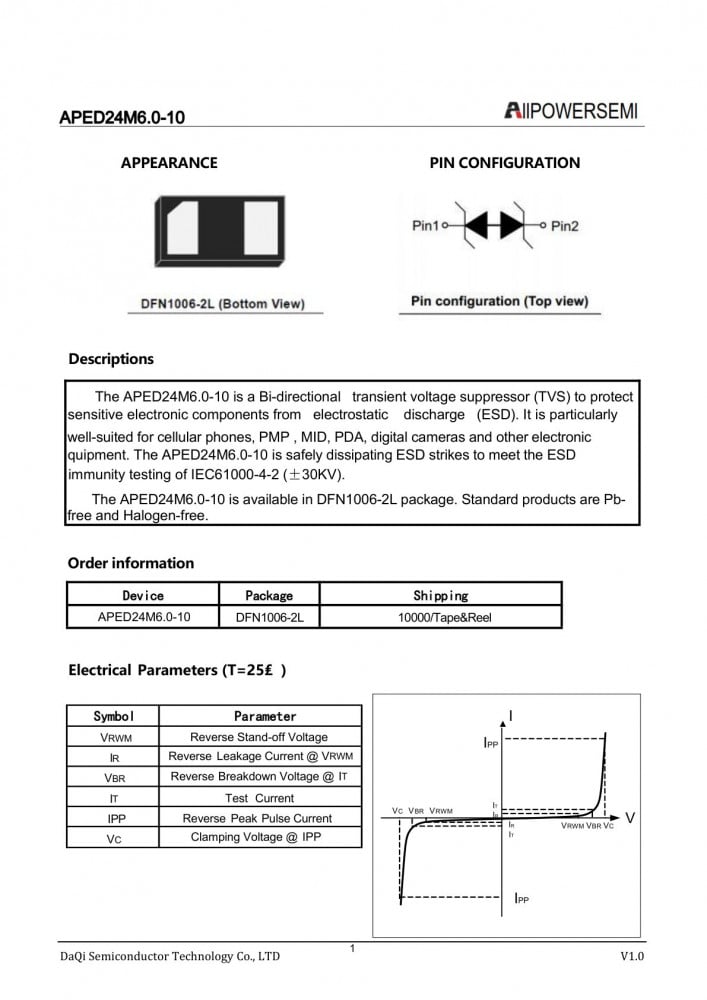 APED24M6.0-10 datasheet page 1