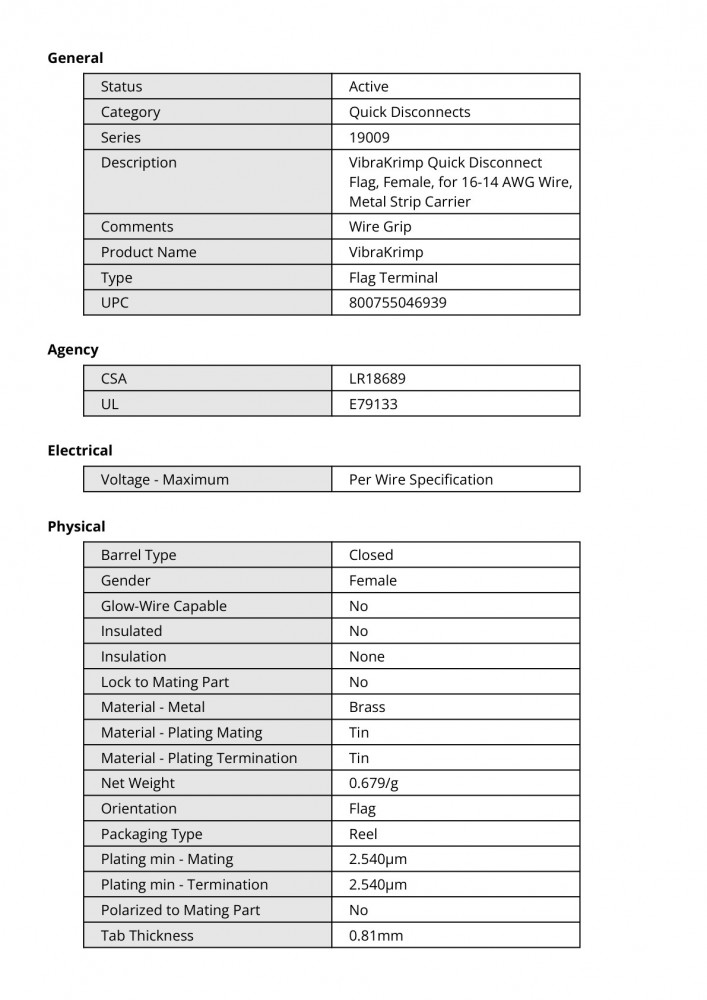 MOLEX 190090018 product document image, page 2