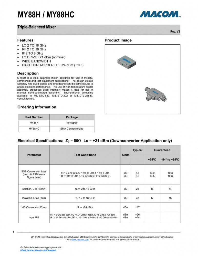 MACOM MY88HC datasheet page 1