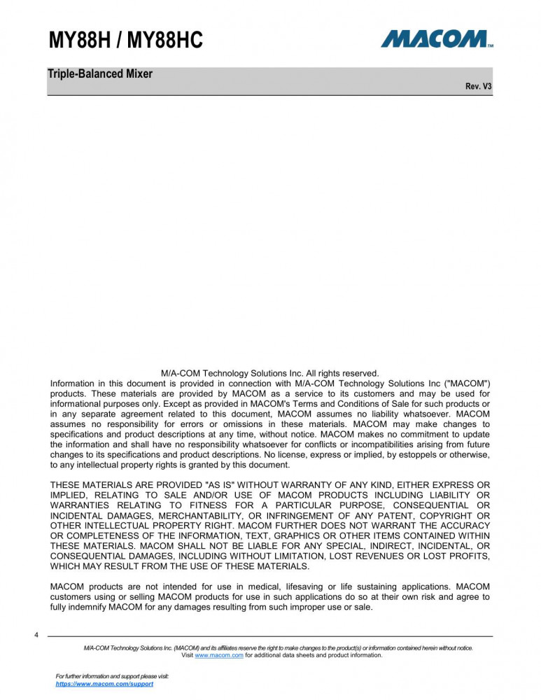 MACOM MY88HC datasheet page 4