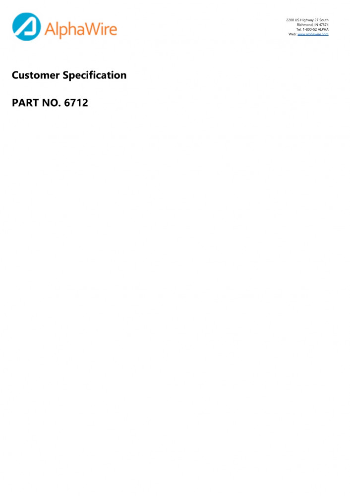 Alpha Wire 6712 technical document page 1
