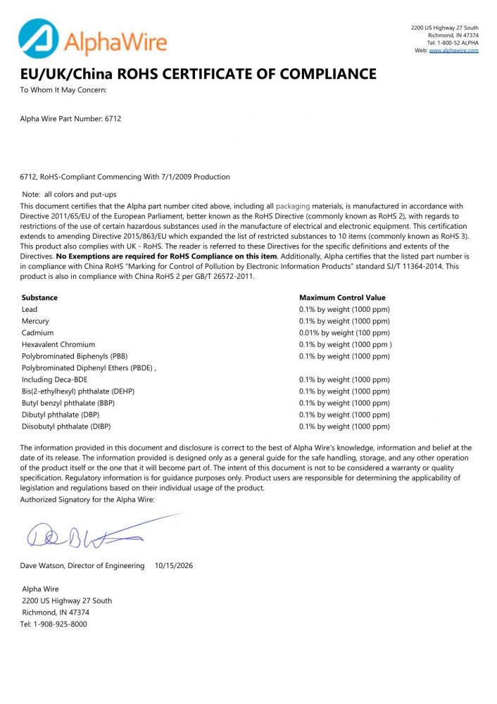 Alpha Wire 6712 technical document page 8