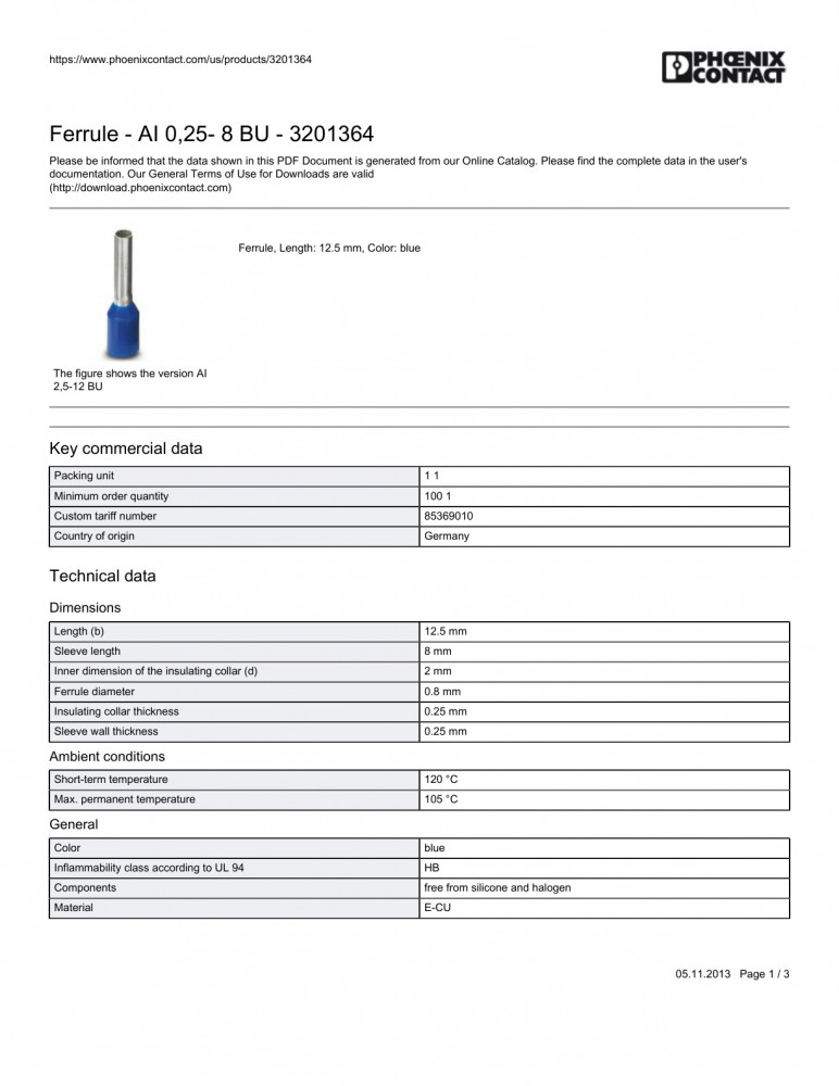 Phoenix Contact 3201364 technical document page 1