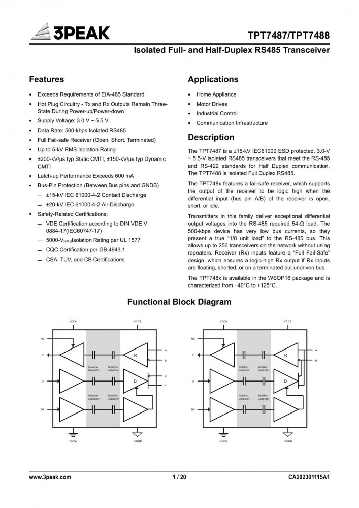 TPT7488-SOBR datasheet page 1