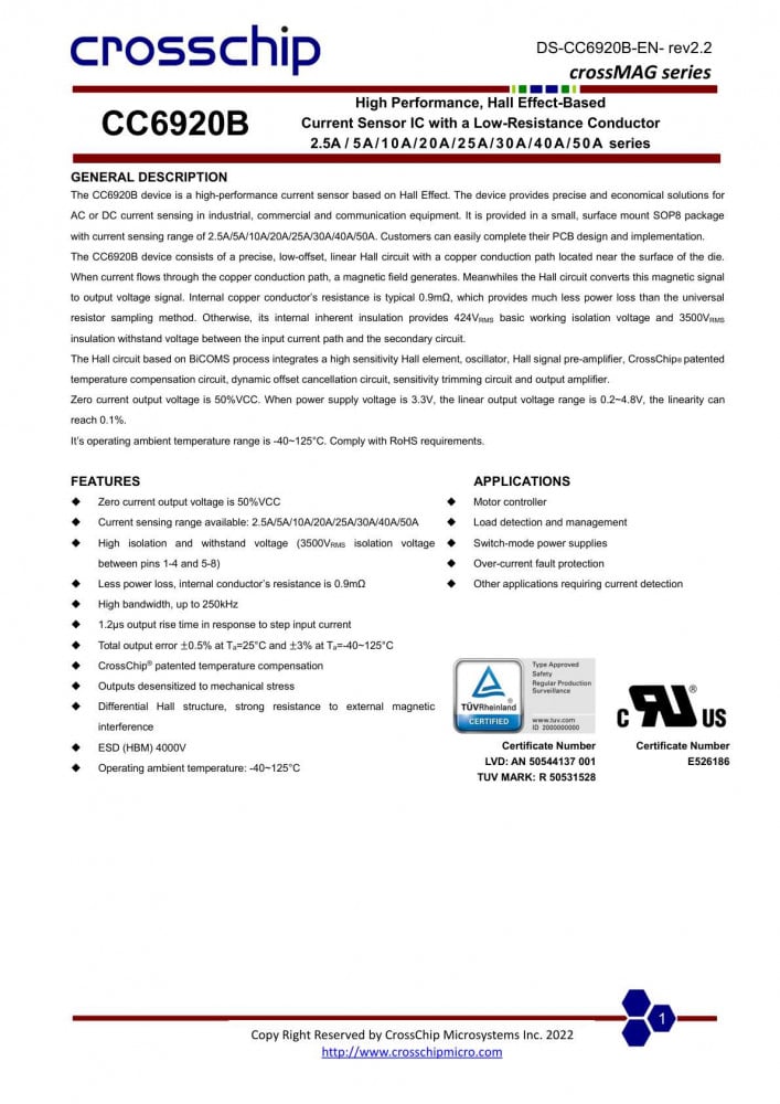 CC6920B datasheet page 1