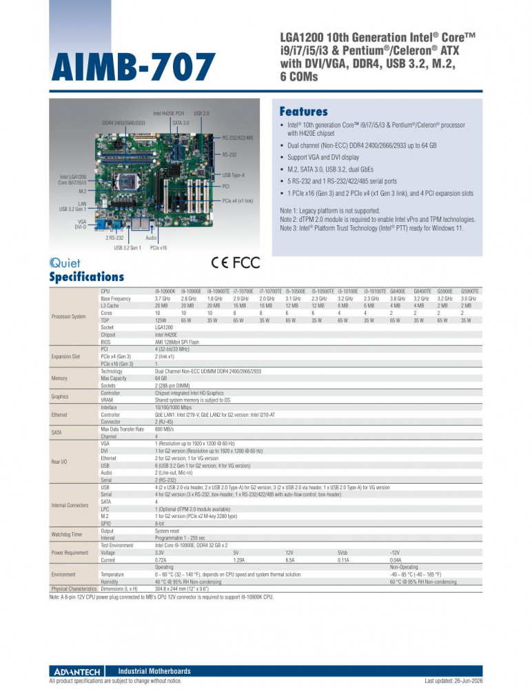 AIMB-707 technical document, page 1