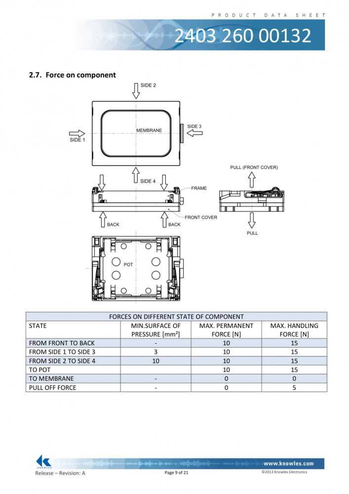 Knowles 2403 260 00132 datasheet page 9