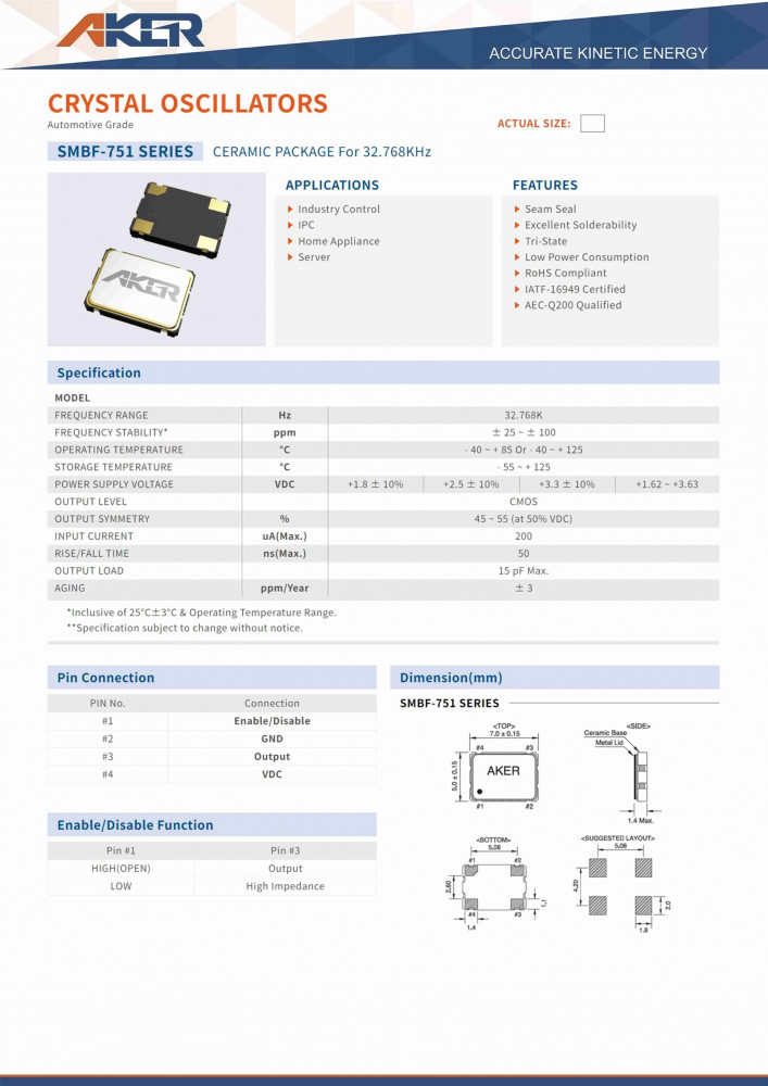 AKER SMBF-751 Series product document image
