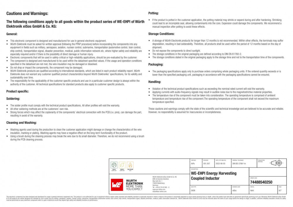 74488540250 datasheet page 6