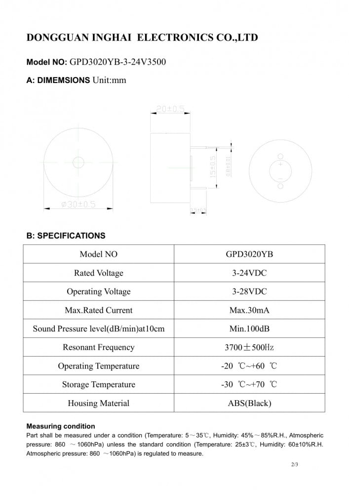 GPD3020YB-12V3500 specification document page 2