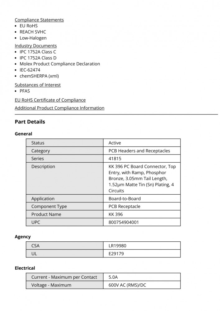 MOLEX KK 396 technical document page 2