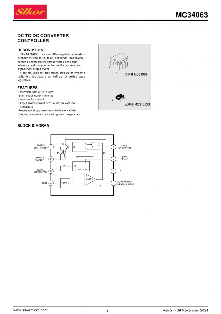 MC34063S datasheet page 1