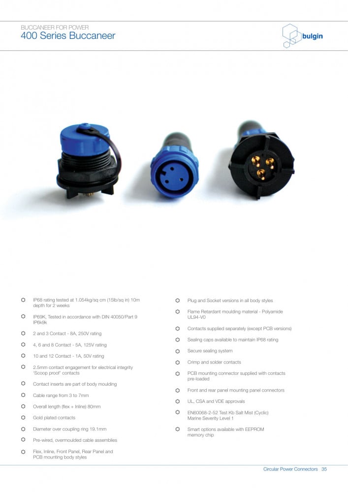 Bulgin PX0410 technical document page 1