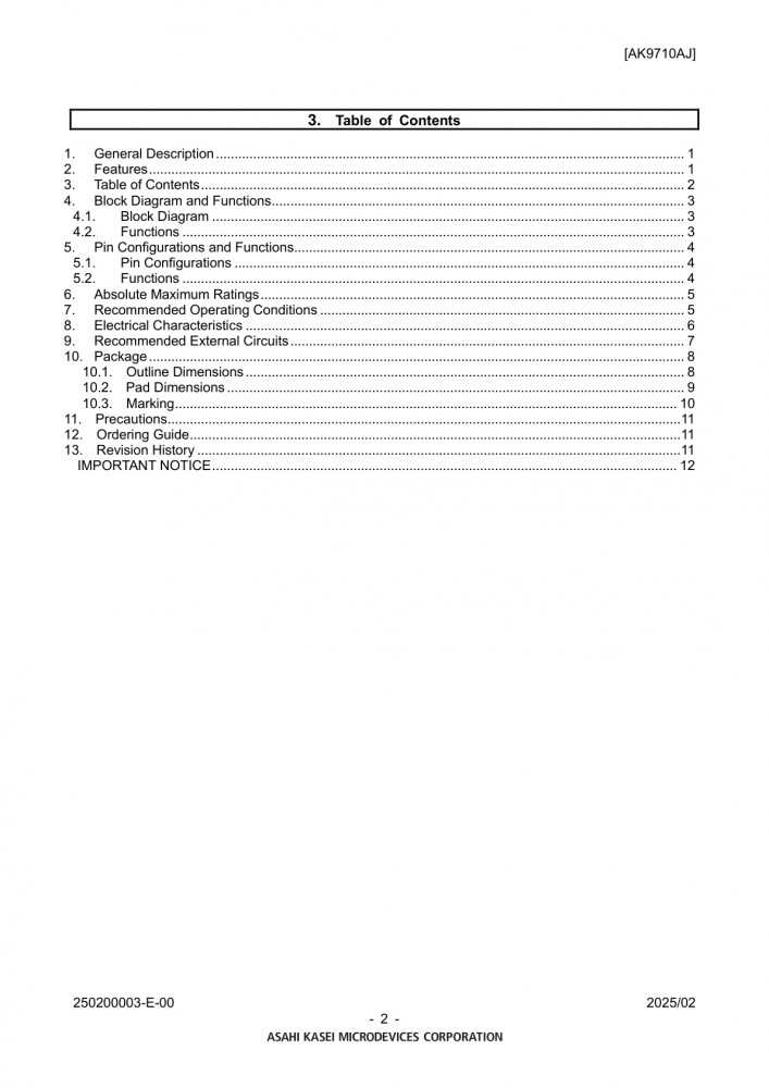 AK9710AJ datasheet page 2