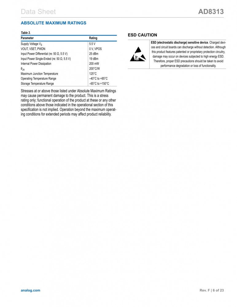 AD8313 datasheet page 6