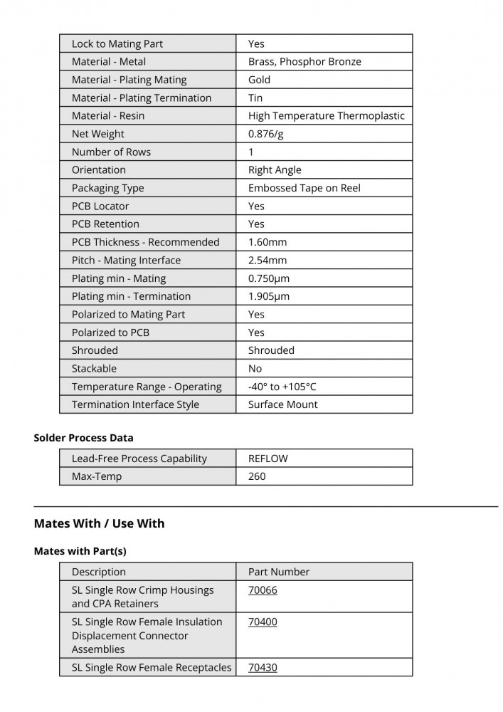 MOLEX SL product specification page 3