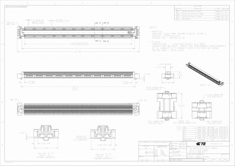 TE Connectivity 2357739-2 technical drawing page 1