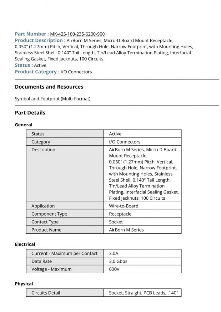Technical document page 1 for product reference
