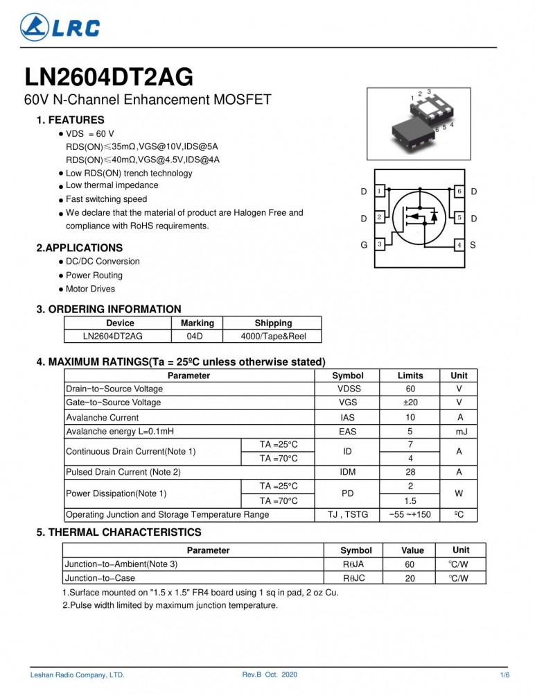 LN2604DT2AG datasheet page 1