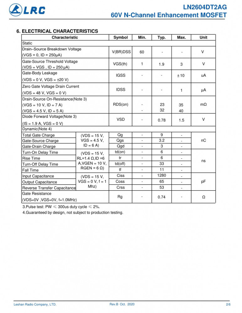 LN2604DT2AG datasheet page 2
