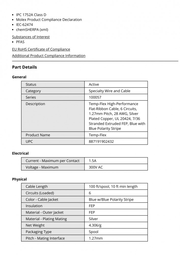 MOLEX cable document page 2