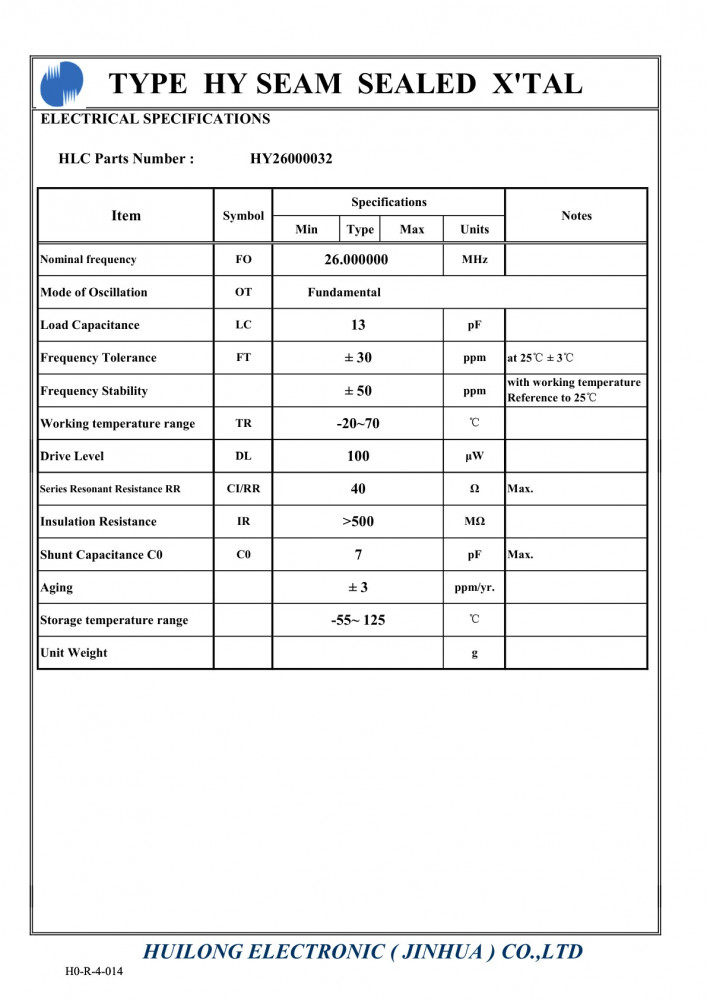 HY26000032 approval specification page 2