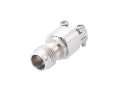 Precision Test Connector, 1.85mm PCB Jack Receptacle, 2-Hole Flange Mount, Solderless Compression Contact, Stripline, with Screws, 0.56-2.54mm PCB Thickness, 50 Ohms