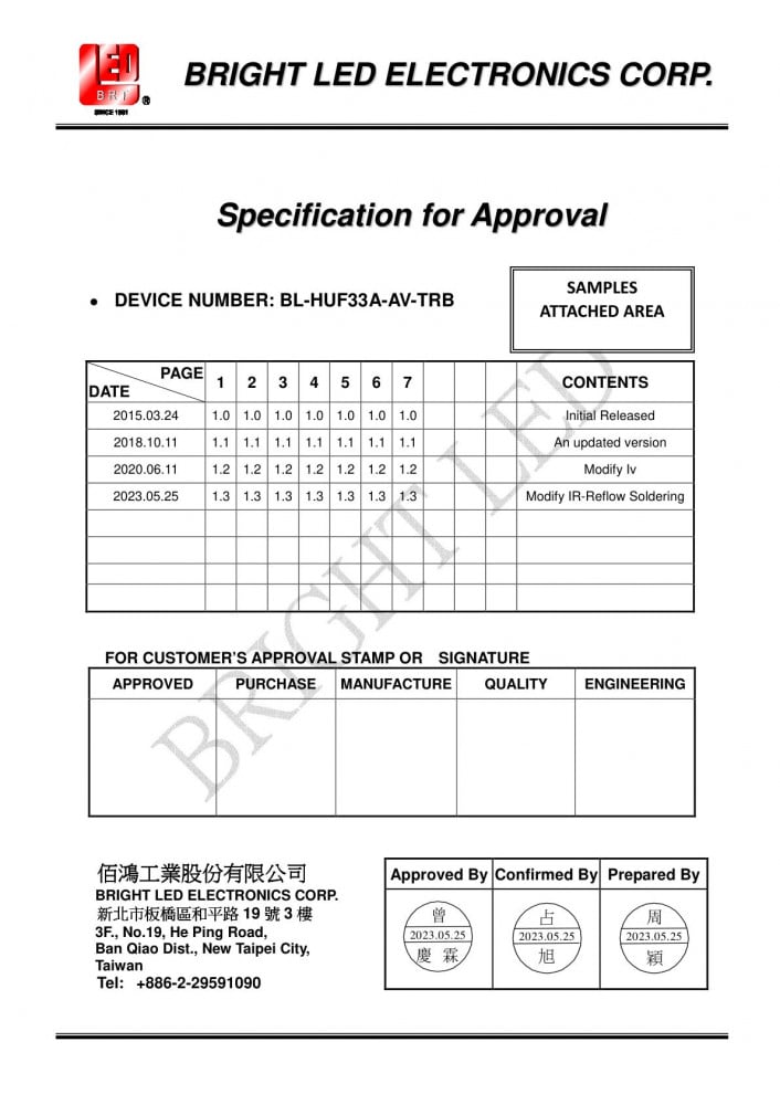 BL-HUF33A-AV-TRB datasheet page 1