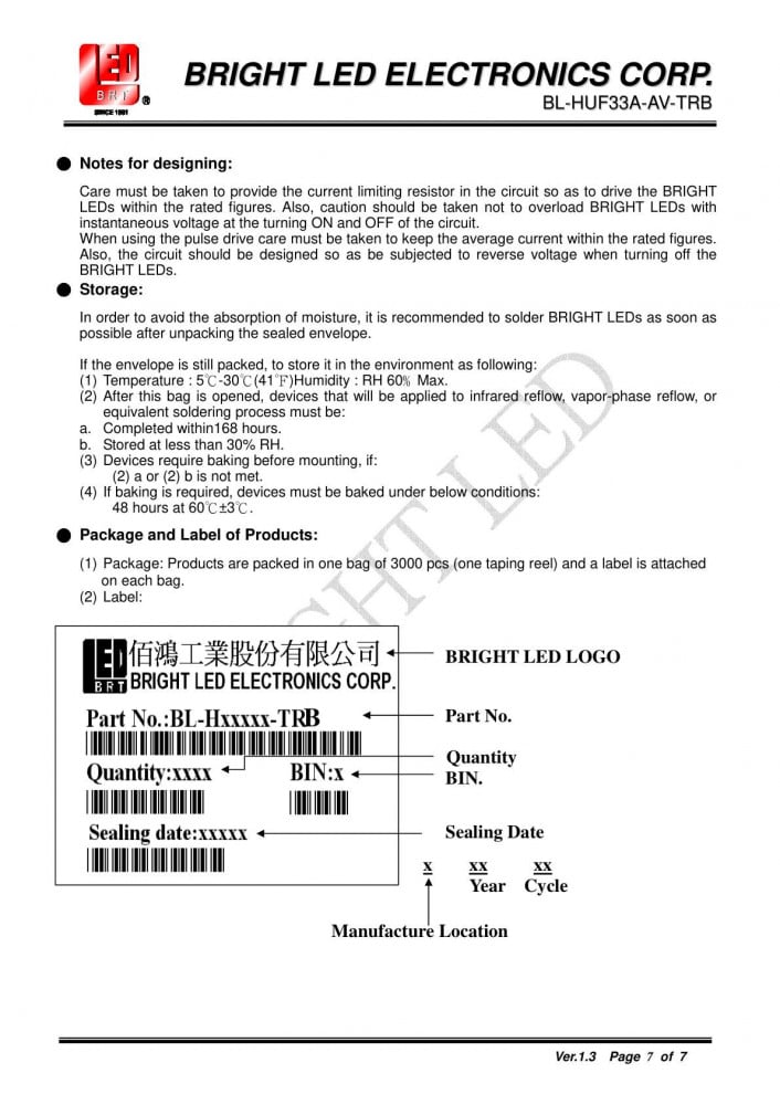 BL-HUF33A-AV-TRB datasheet page 8