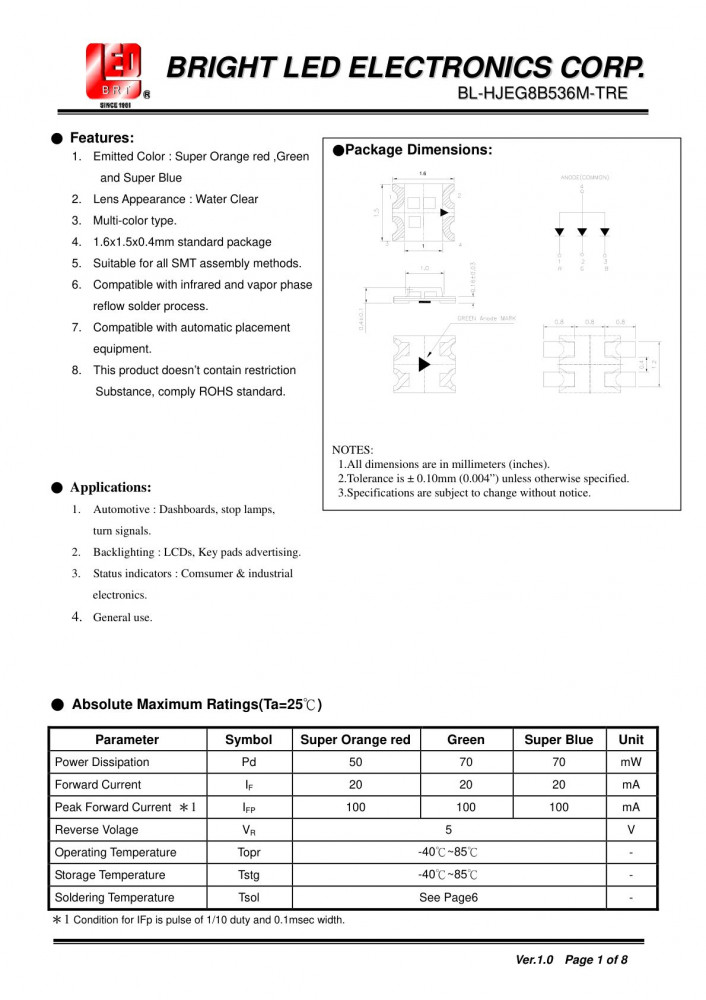BL-HJEG8B536M-TRE datasheet page 1