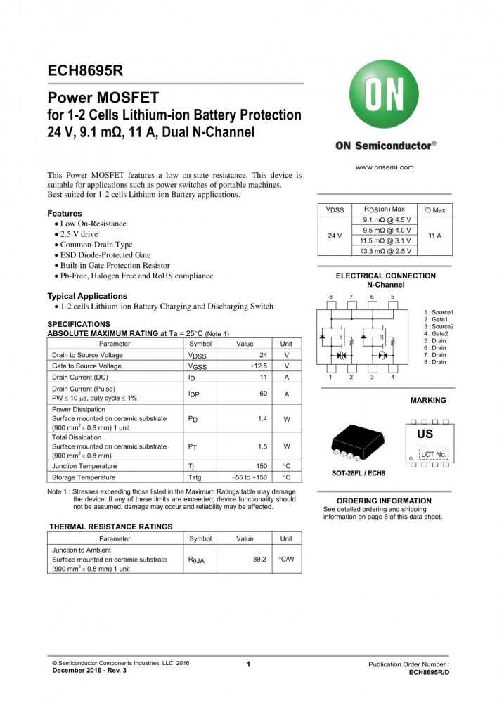 ECH8695R datasheet page 2