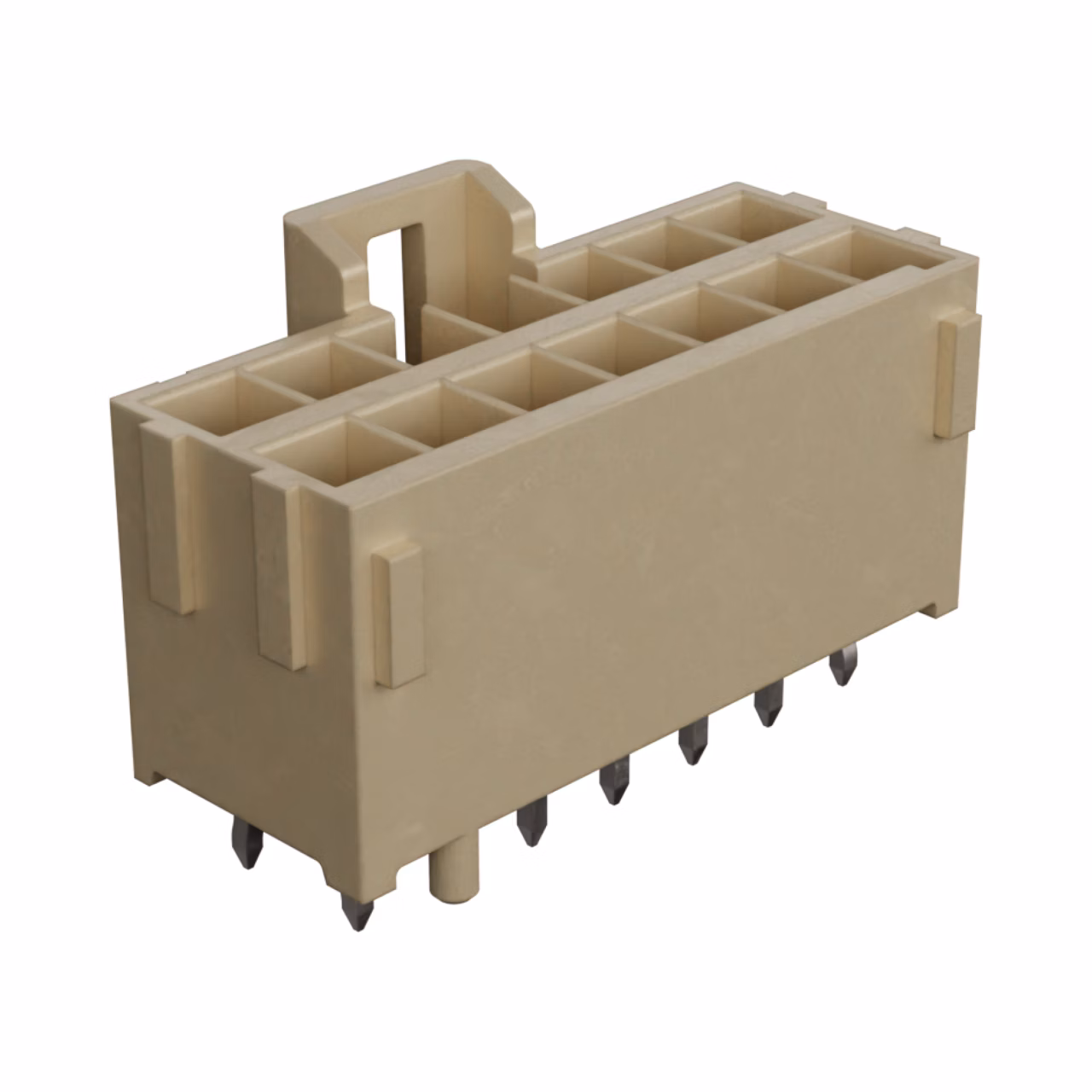 Ultra-Fit Vertical Header, 3.50mm Pitch, Dual Row, 14 Circuits, with Kinked Pins, 0.76µm Gold (Au) Plating, Natural, Glow-Wire Capable, Tray for sale