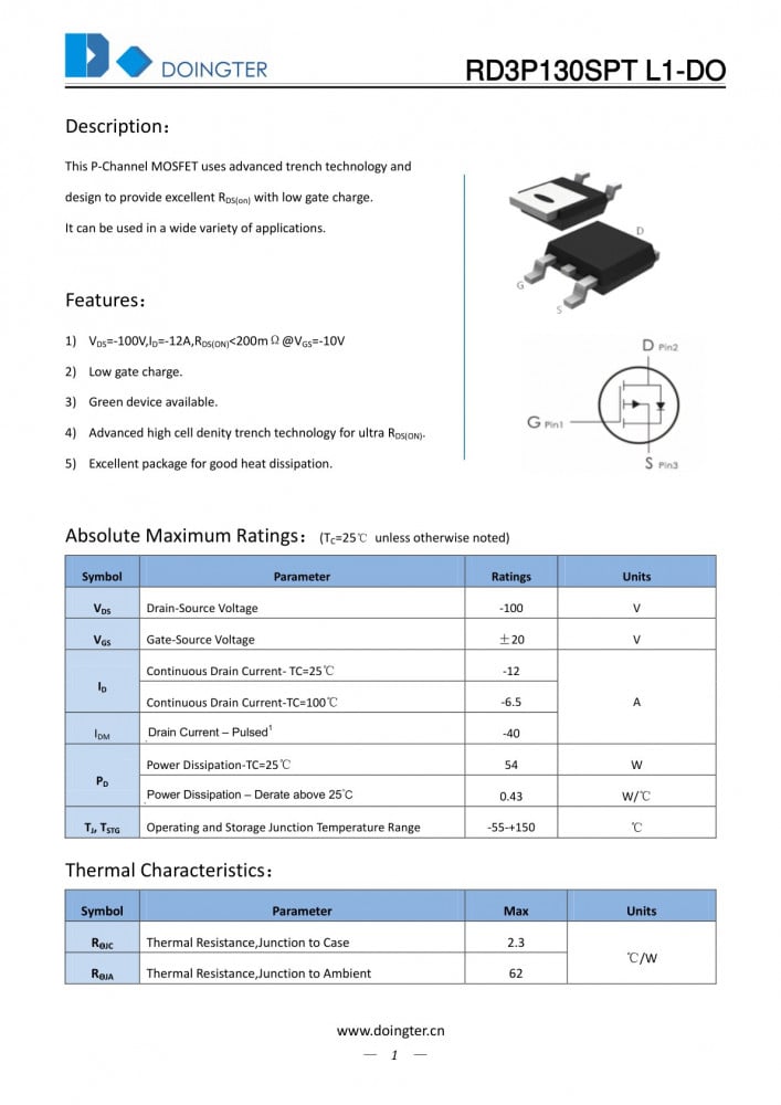 RD3P130SPTL1-DO datasheet page 1