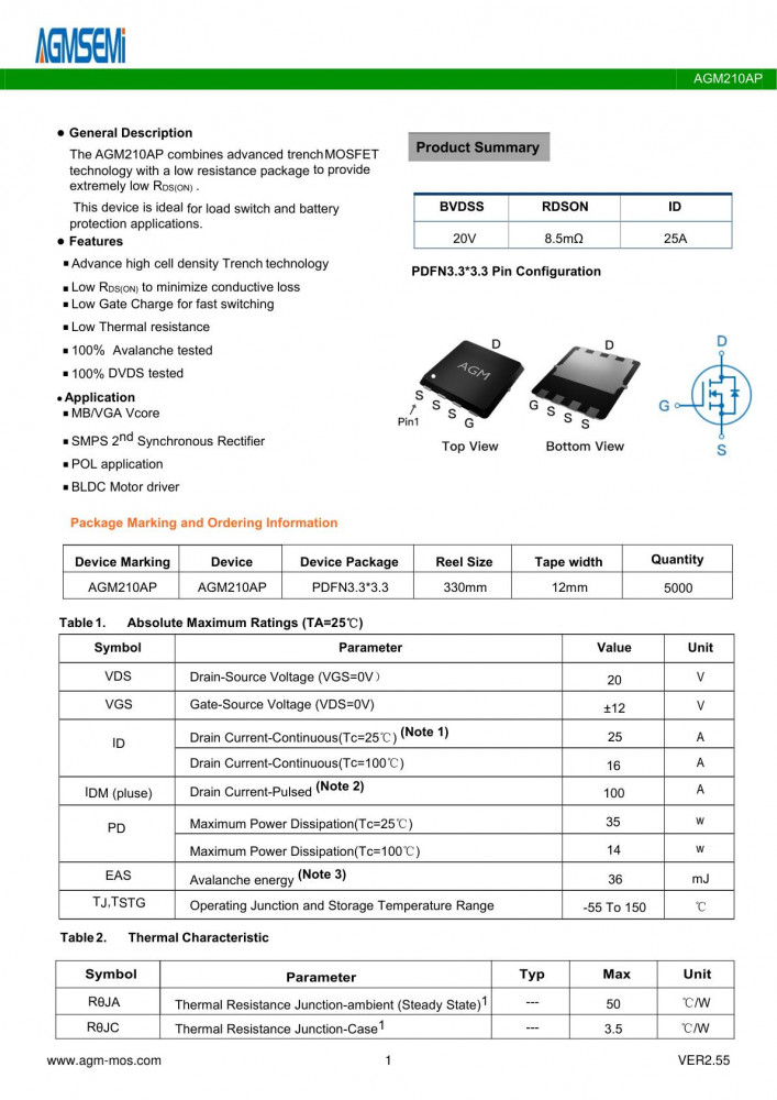 AGM210AP datasheet page 1