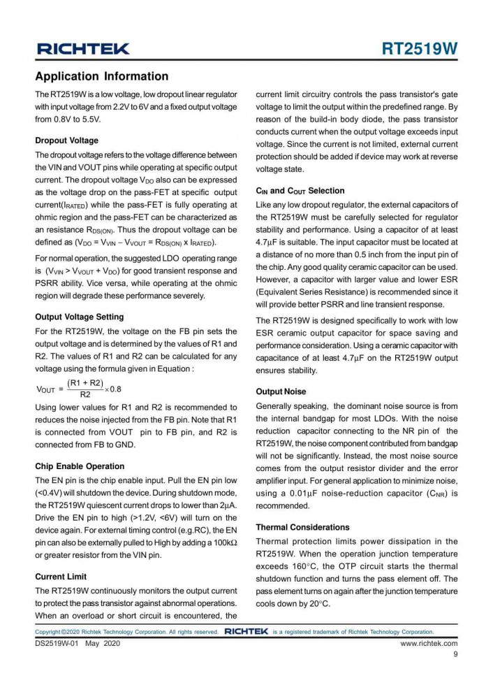 RT2519W datasheet page 9
