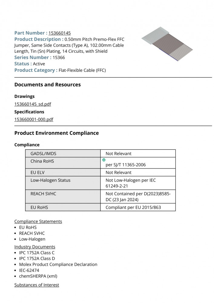 Technical document page 1 for product 153660145