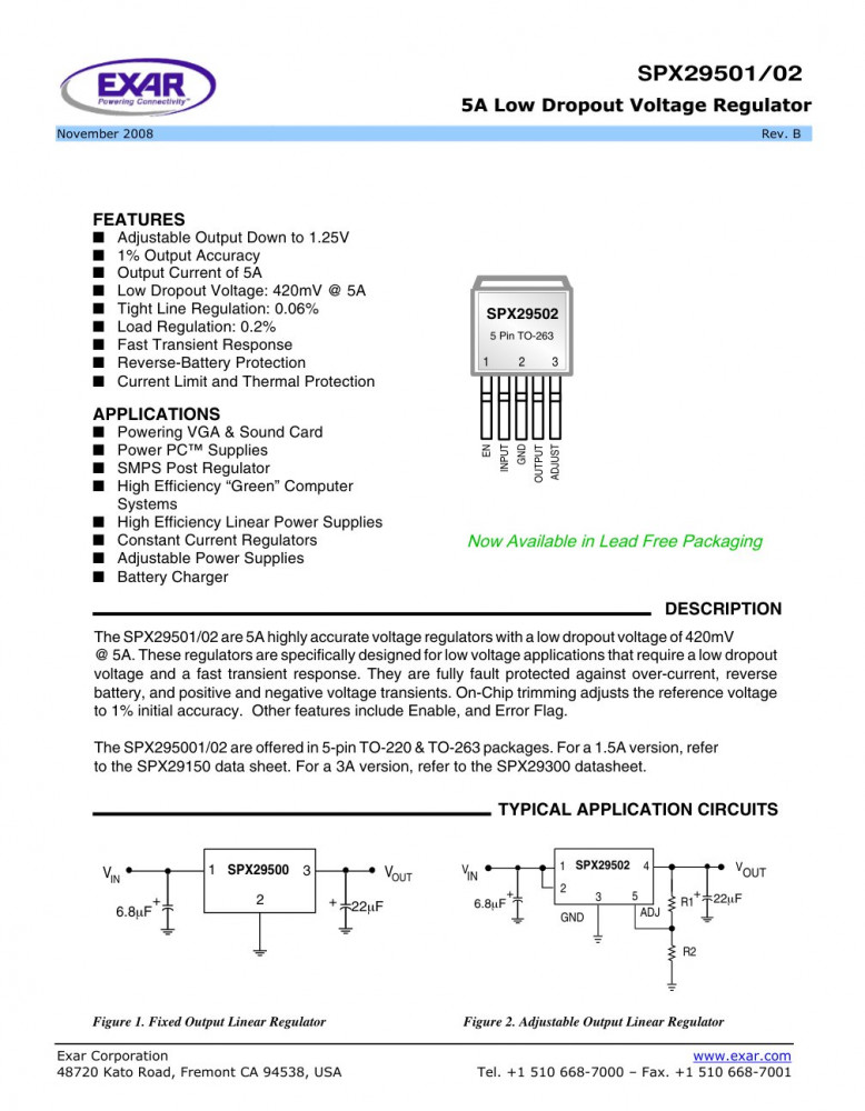 SPX29500 datasheet page 1