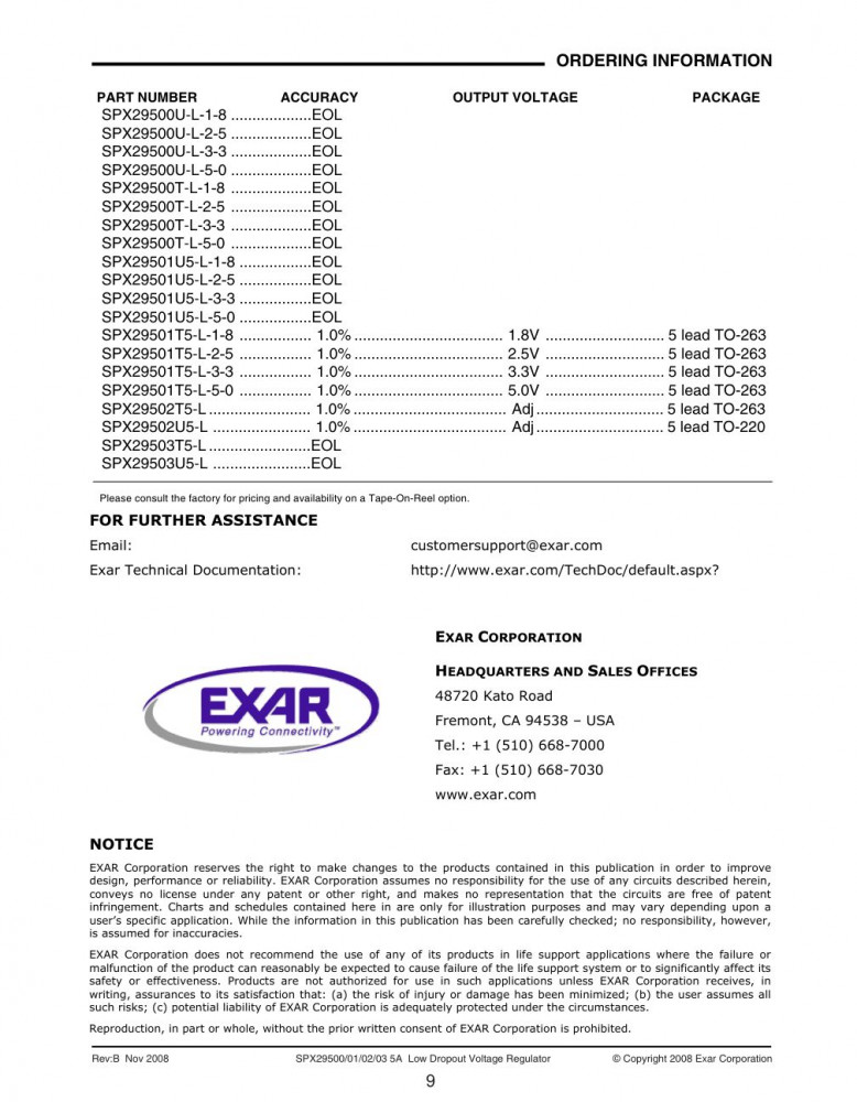 SPX29500 datasheet page 9