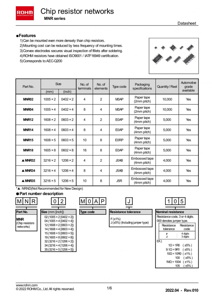 ROHM MNR14 technical document page 1