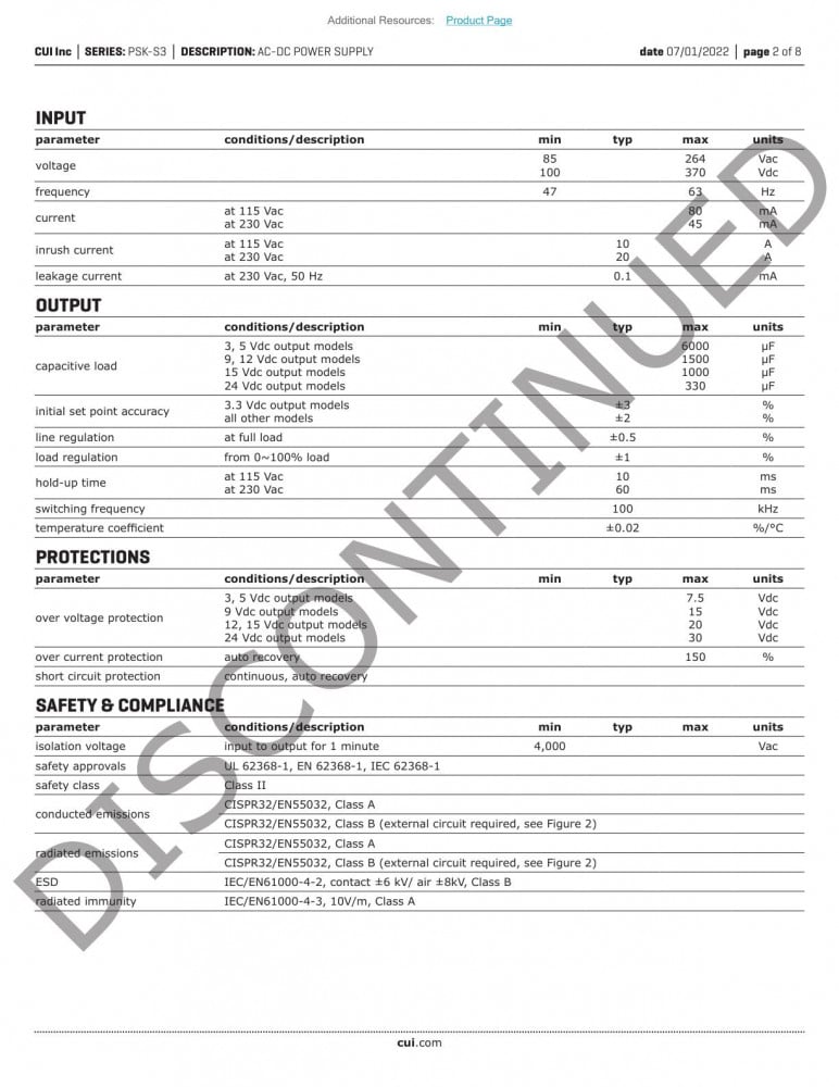 CUI PSK-S3-5 datasheet page 2