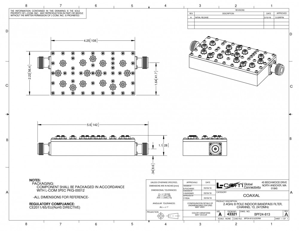 L-com BPF24-813 technical document page