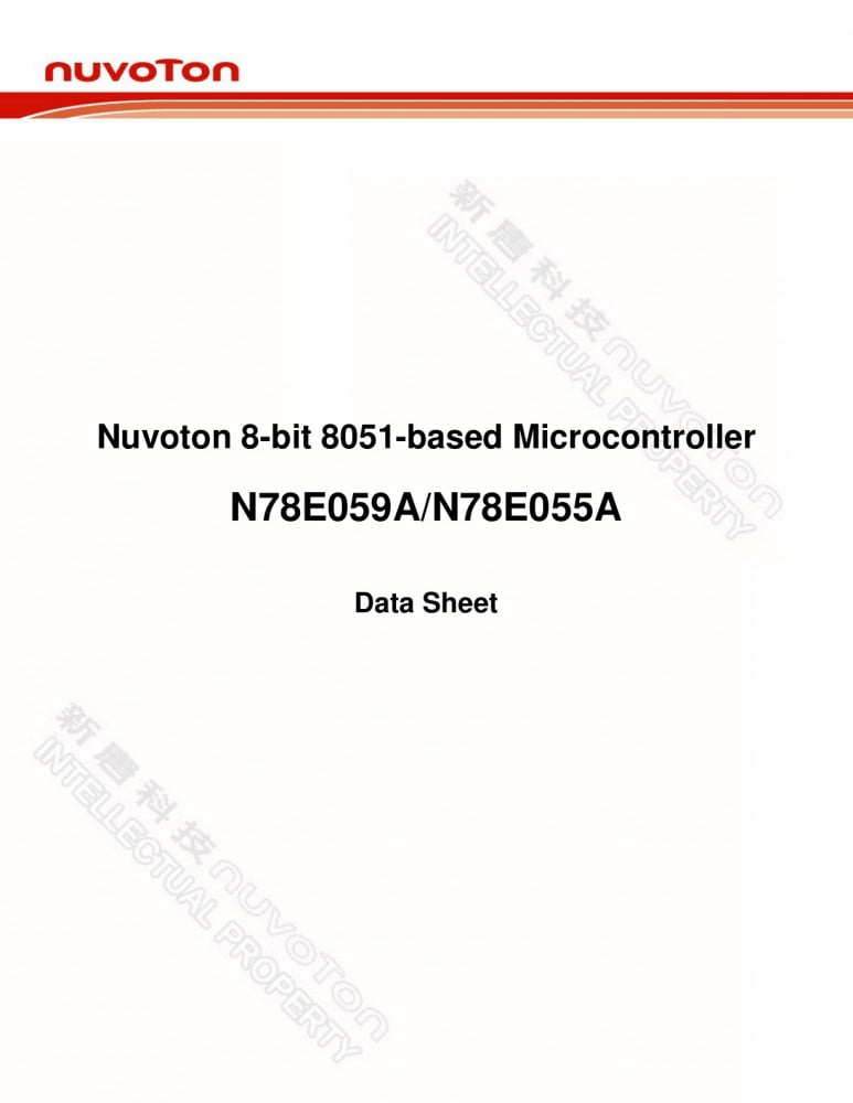 N78E055A datasheet page 1