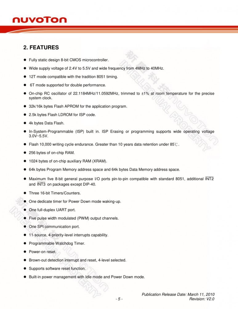 N78E055A datasheet page 5