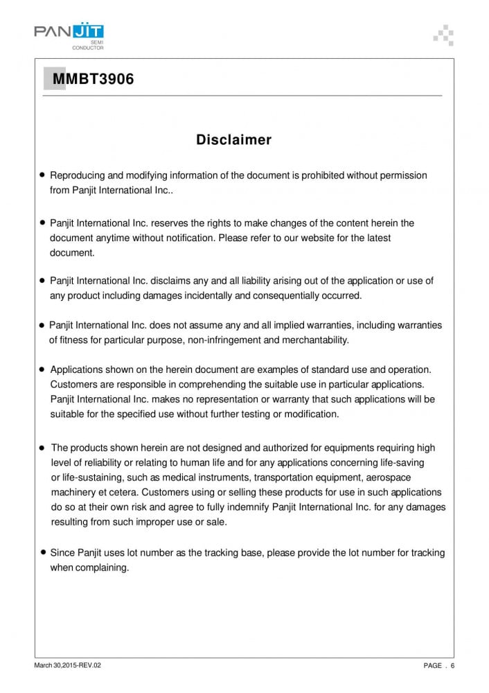 PANJIT MMBT3906 datasheet page 6