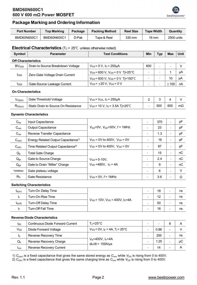 BMD60N600C1 datasheet page 2